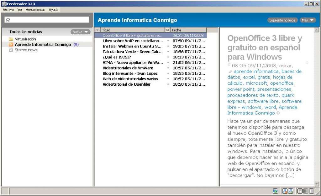 FeedReader - Lector de RSS libre para windows - Aprende Informatica Conmigo