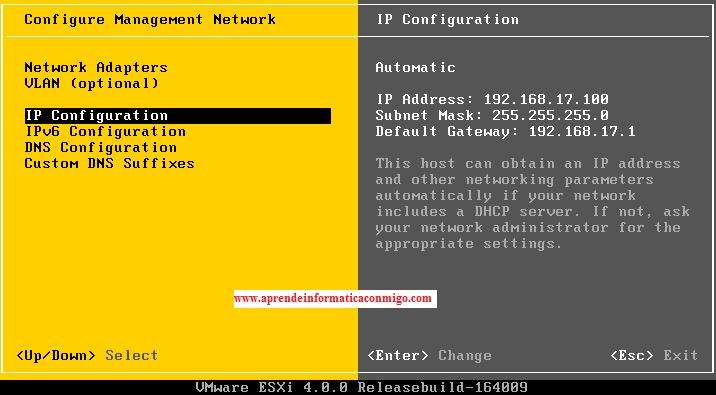 Configuracion IP en vSphere ESXi 4.0 - Direct Console - Aprende ...